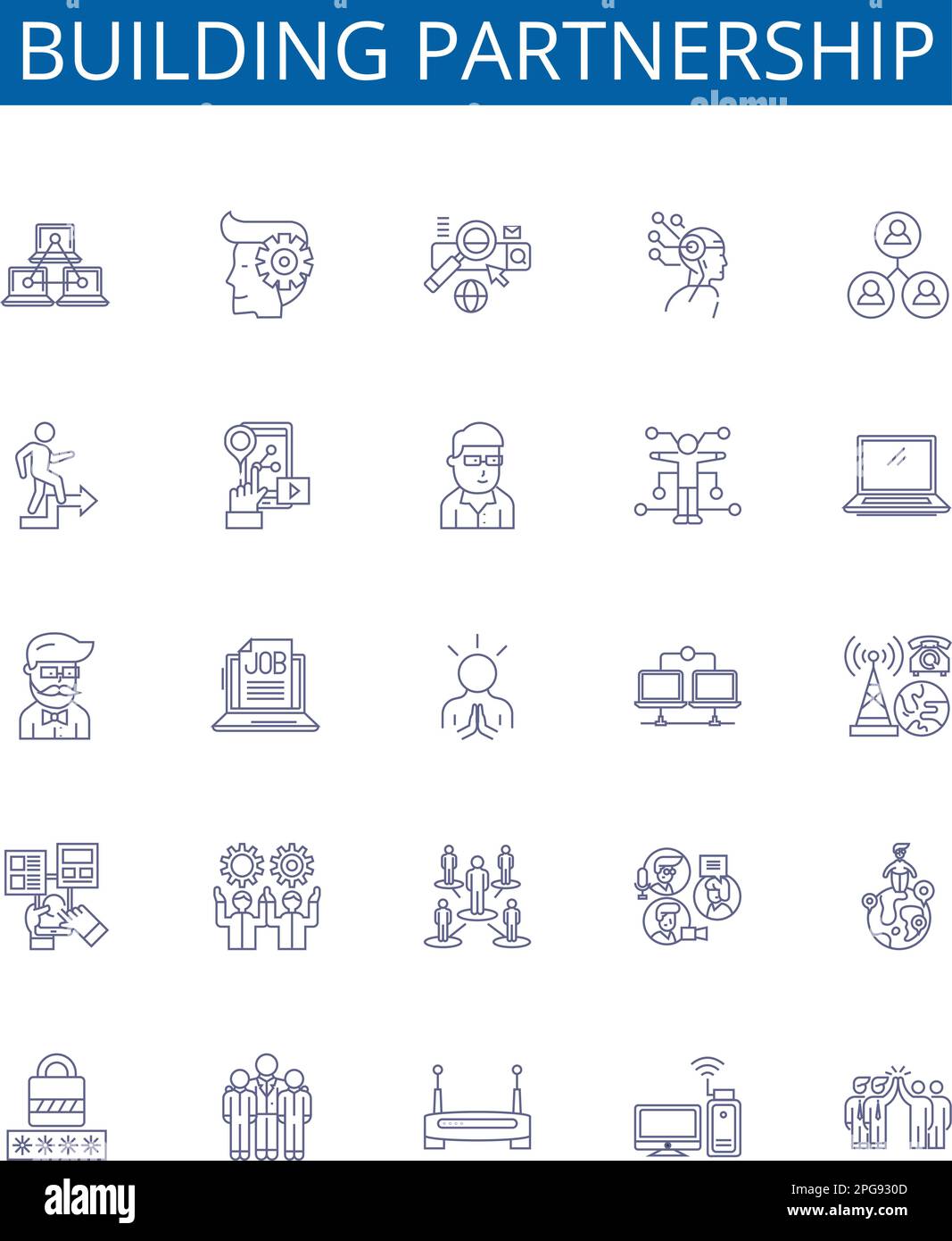 Building partnership line icons signs set. Design collection of Cooperation, Alliance ...