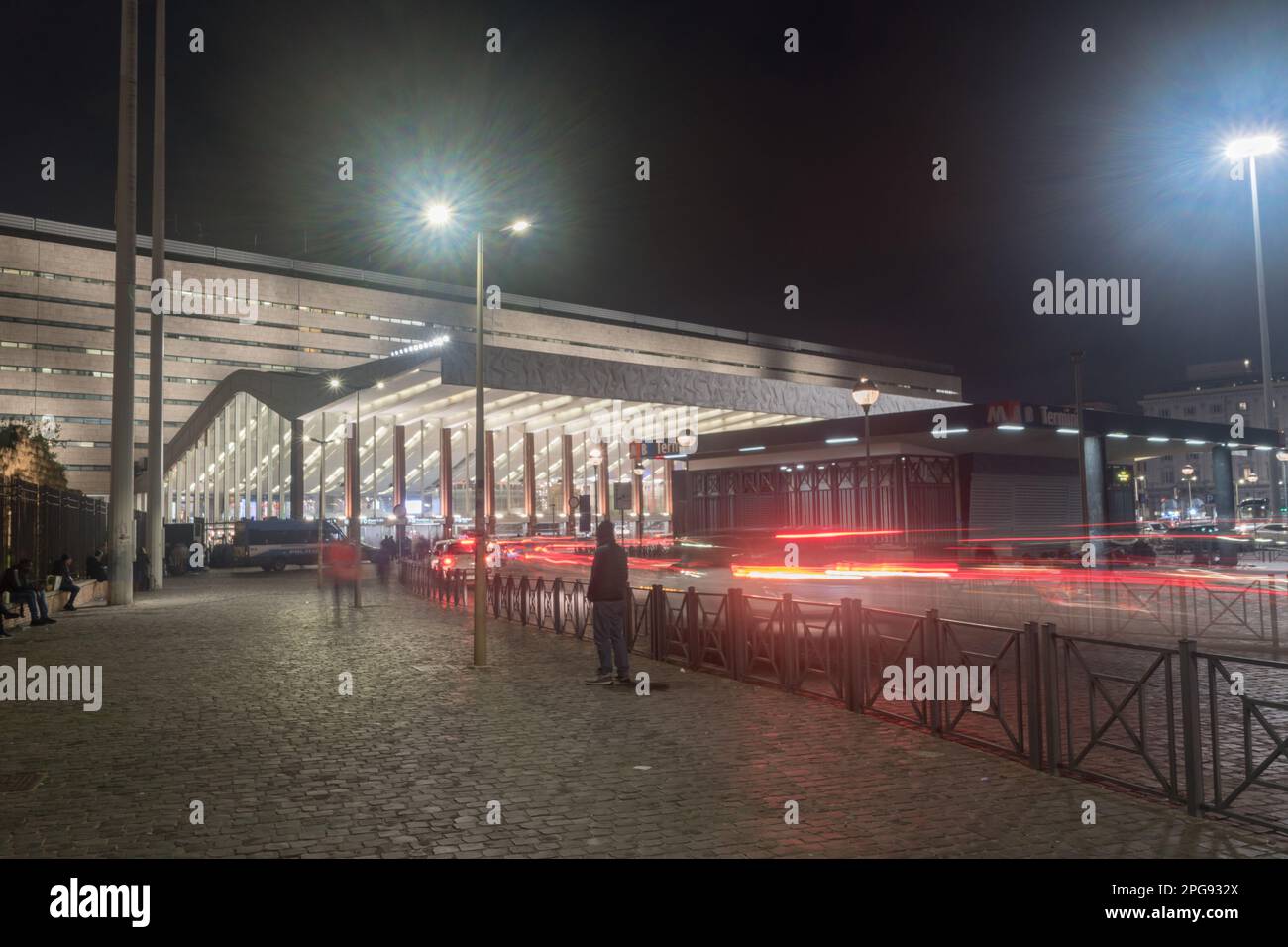 Rome, Italy - December 7, 2022: Night view of Train station Roma ...
