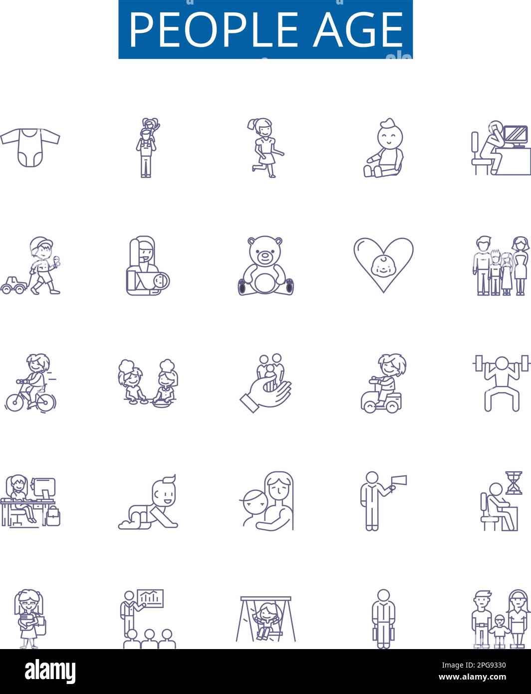 People age line icons signs set. Design collection of Aging, Maturation ...