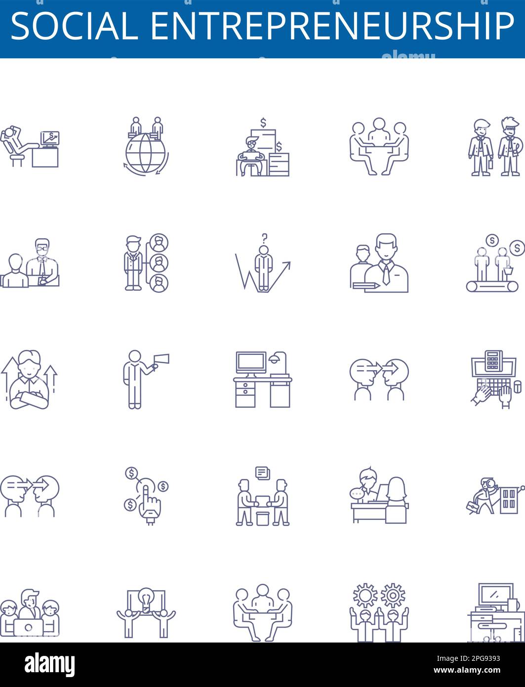 Social entrepreneurship line icons signs set. Design collection of ...