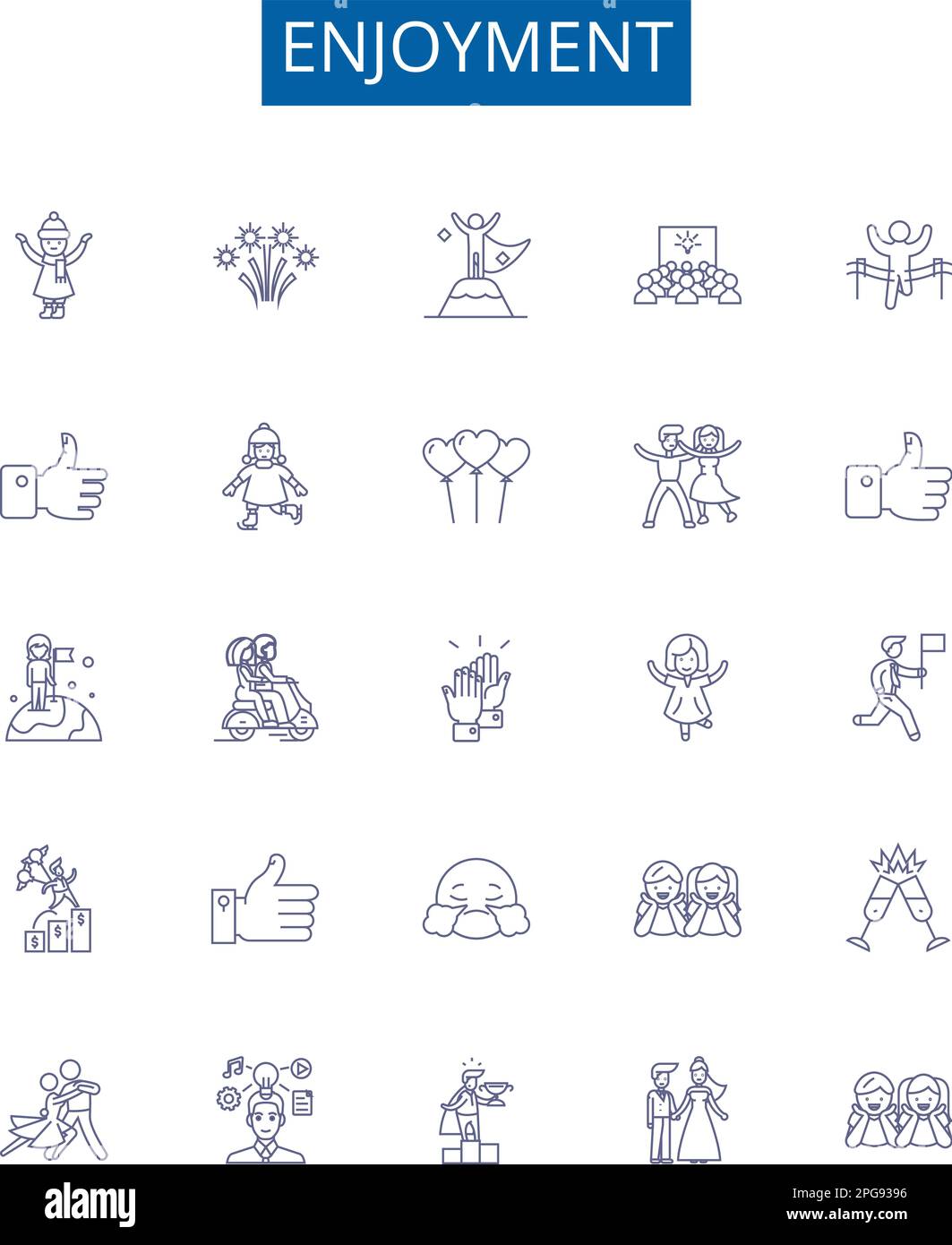 Enjoyment line icons signs set. Design collection of Delight, Rejoice ...