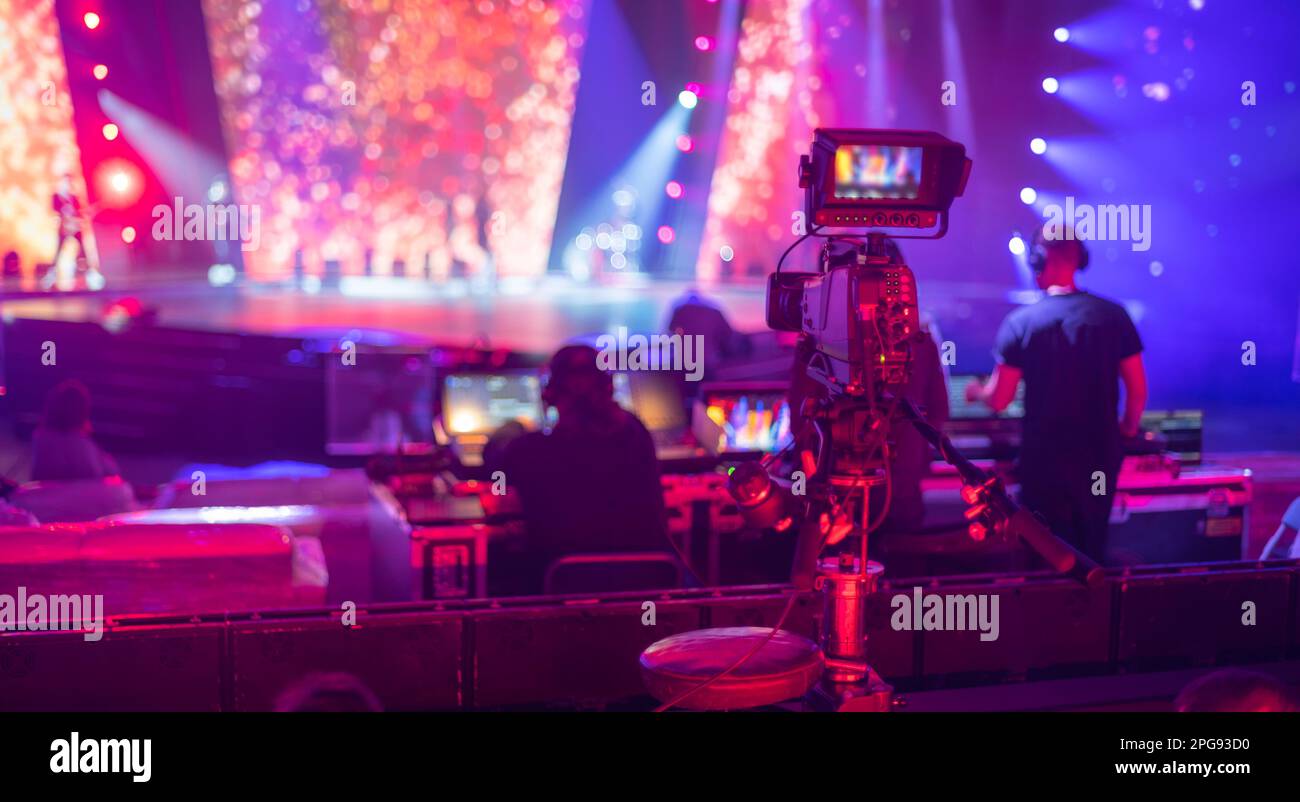 studio camera at the concert. television shooting Stock Photo - Alamy