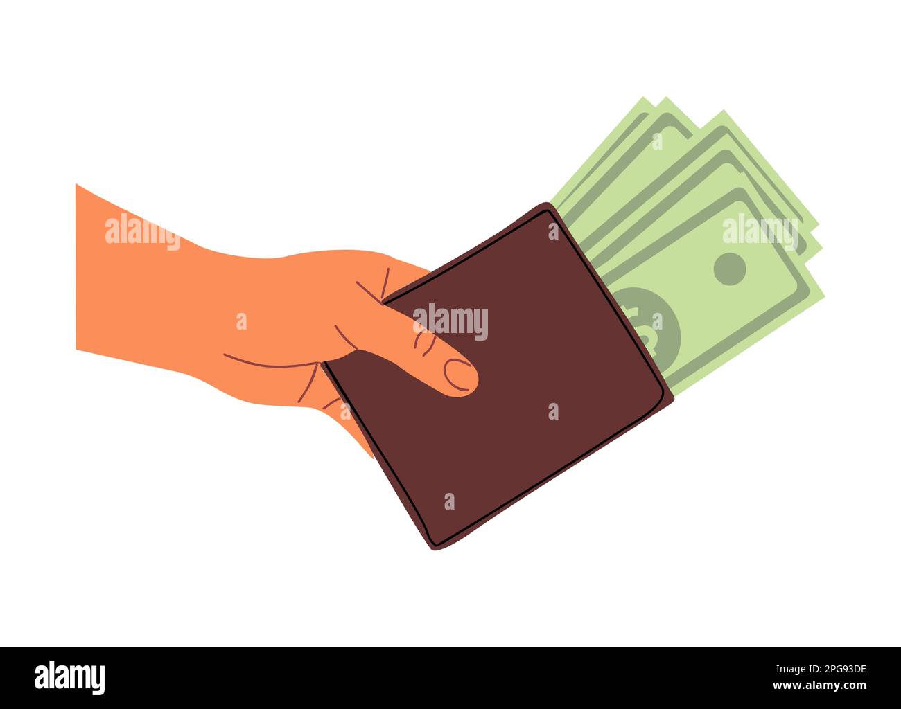 Hand holding wallet with cash money vector icon Stock Vector Image ...