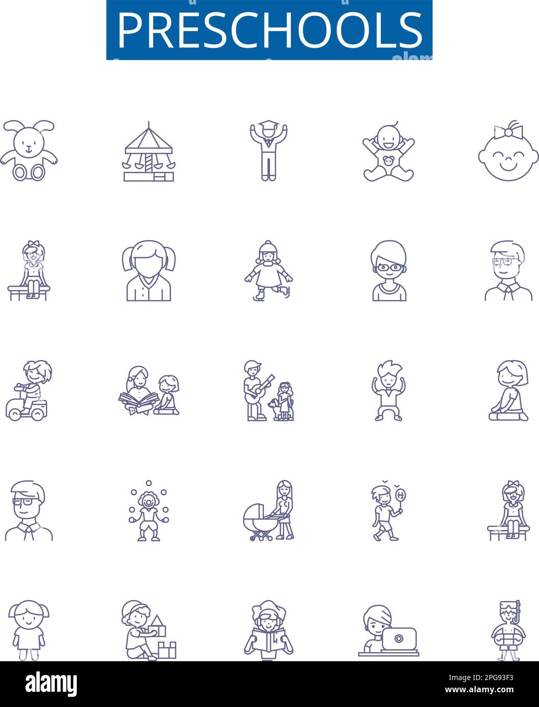 Preschools line icons signs set. Design collection of Preschools ... Preschools line icons signs set. Design collection of Preschools ...