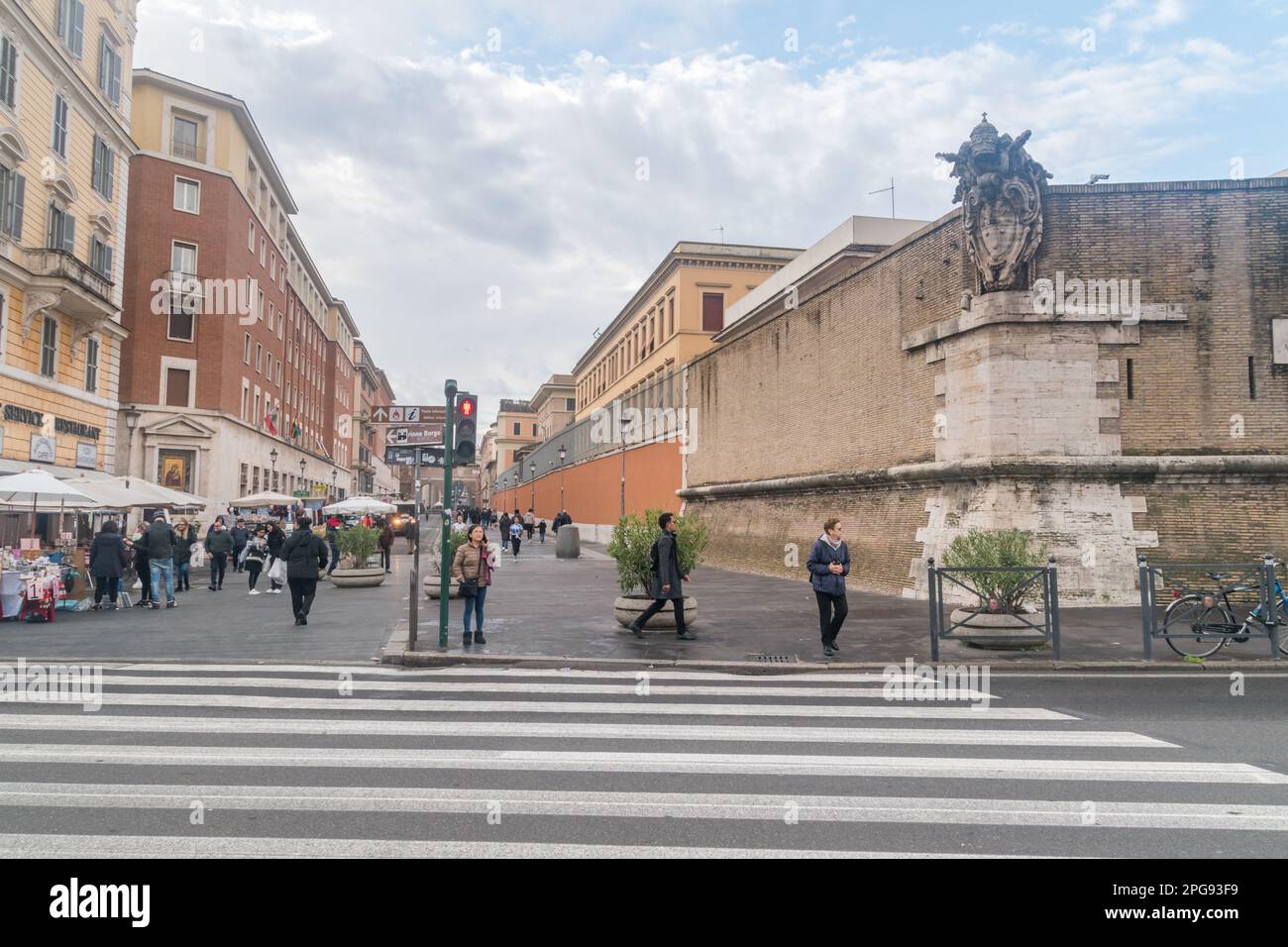 Rome, Italy - December 8, 2022: Pedestrian street to Saint Peter square ...