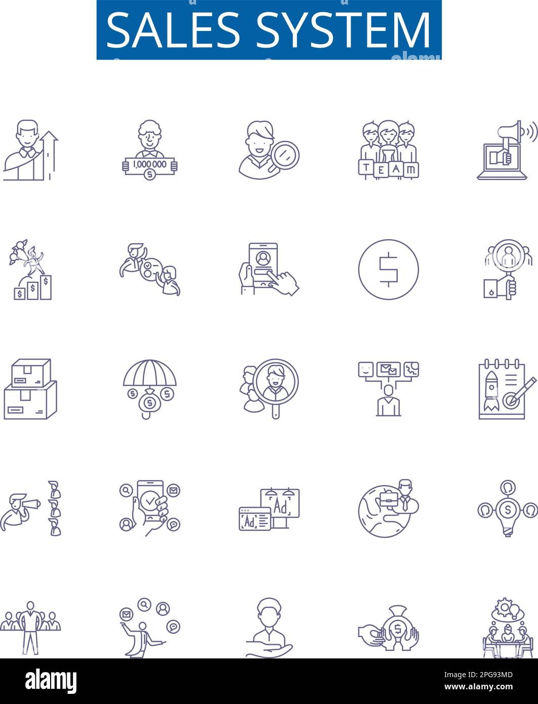 Sales system line icons signs set. Design collection of Sale, System ...