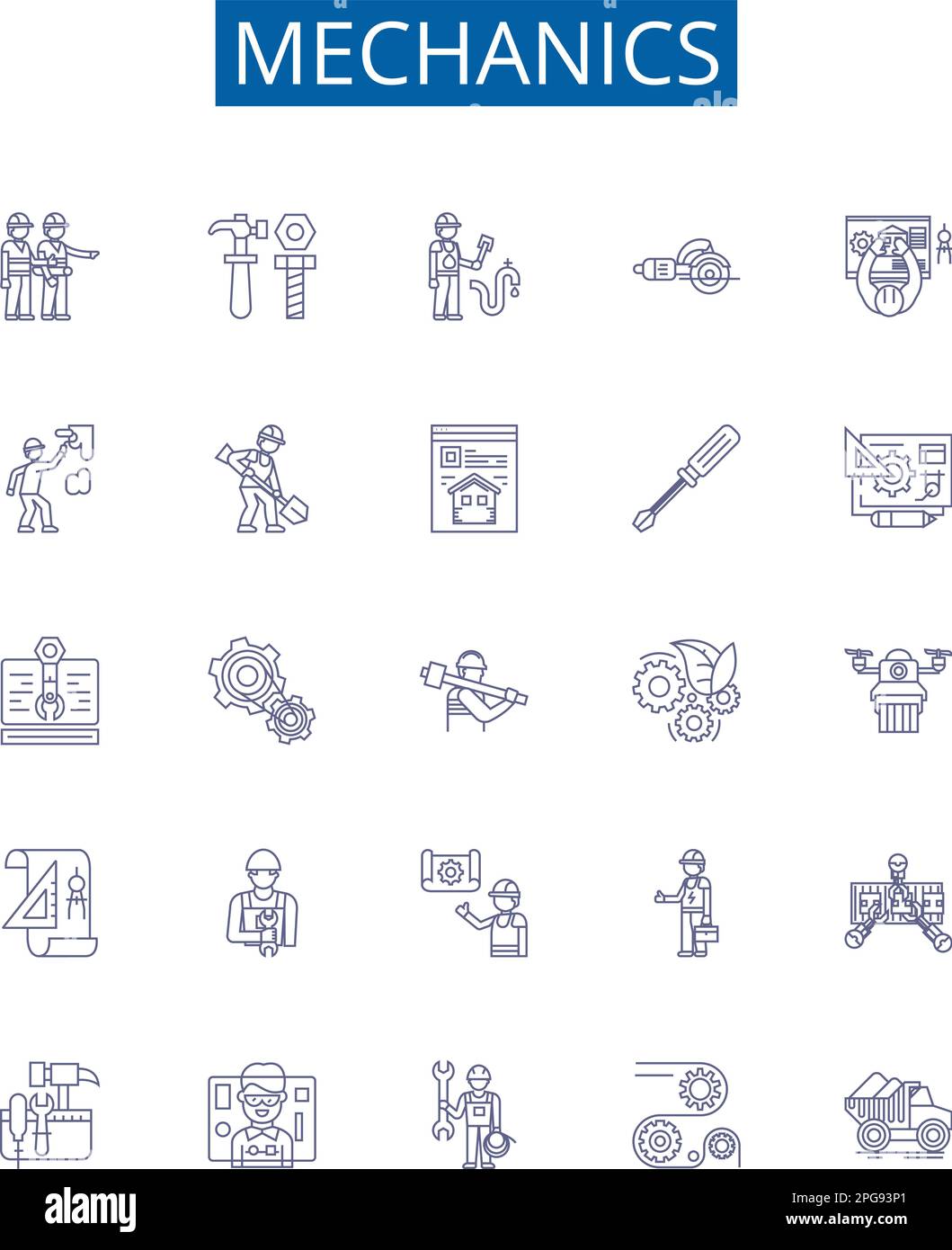 Mechanics line icons signs set. Design collection of Automotive ...