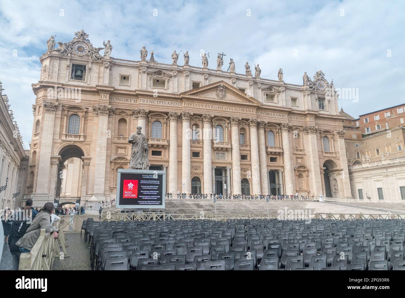 Vatican City, Vatican - December 8, 2022: Main facade and dome of St ...