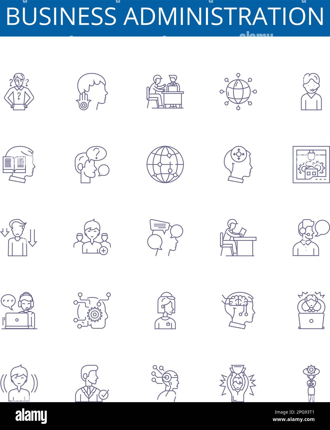 Business administration line icons signs set. Design collection of ...