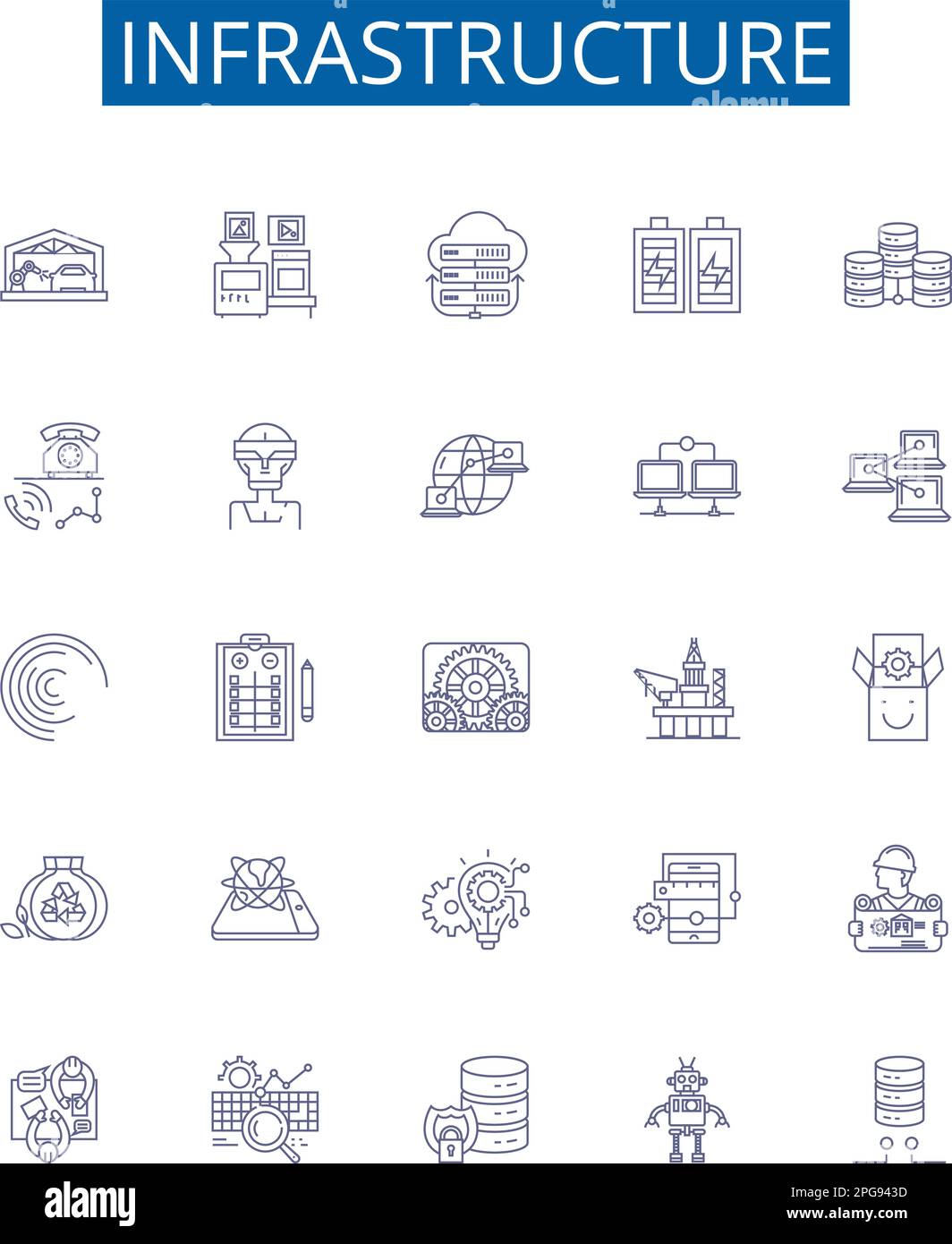 Infrastructure Line Icons Signs Set Design Collection Of Buildings