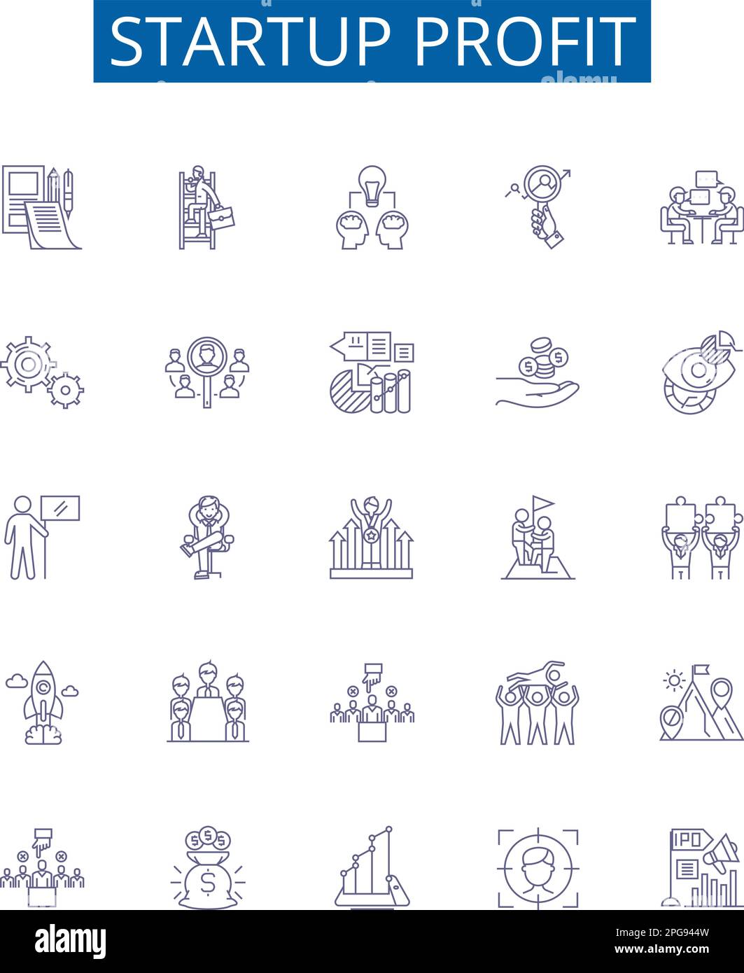 Startup profit line icons signs set. Design collection of Profitability ...