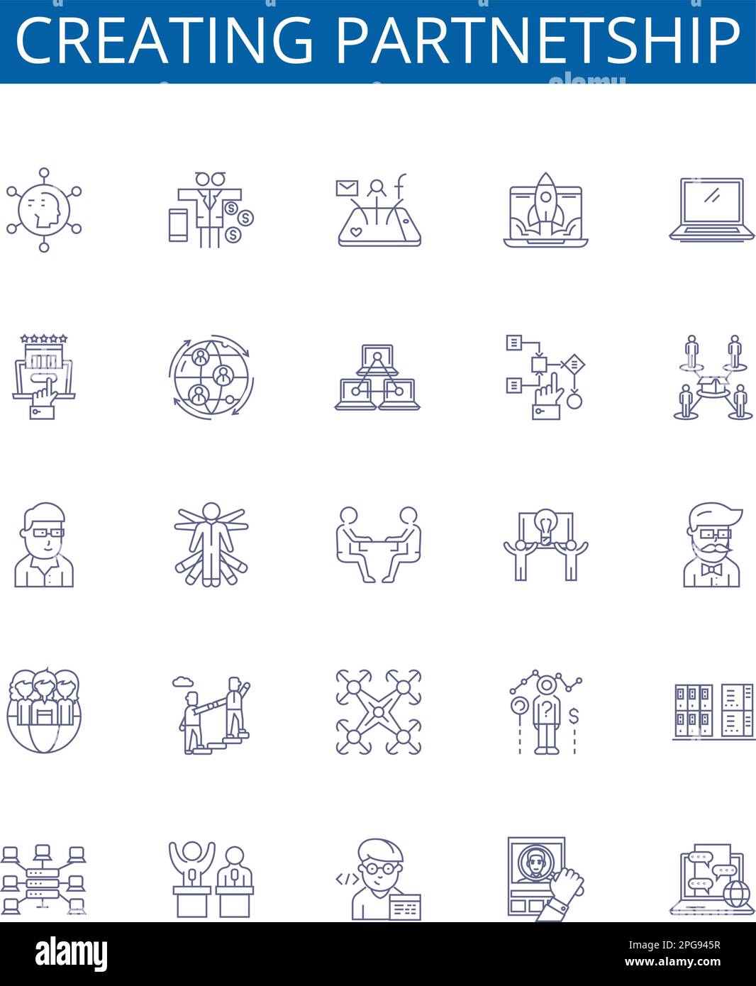 Creating partnetship line icons signs set. Design collection of Partnership, Collaborate ...