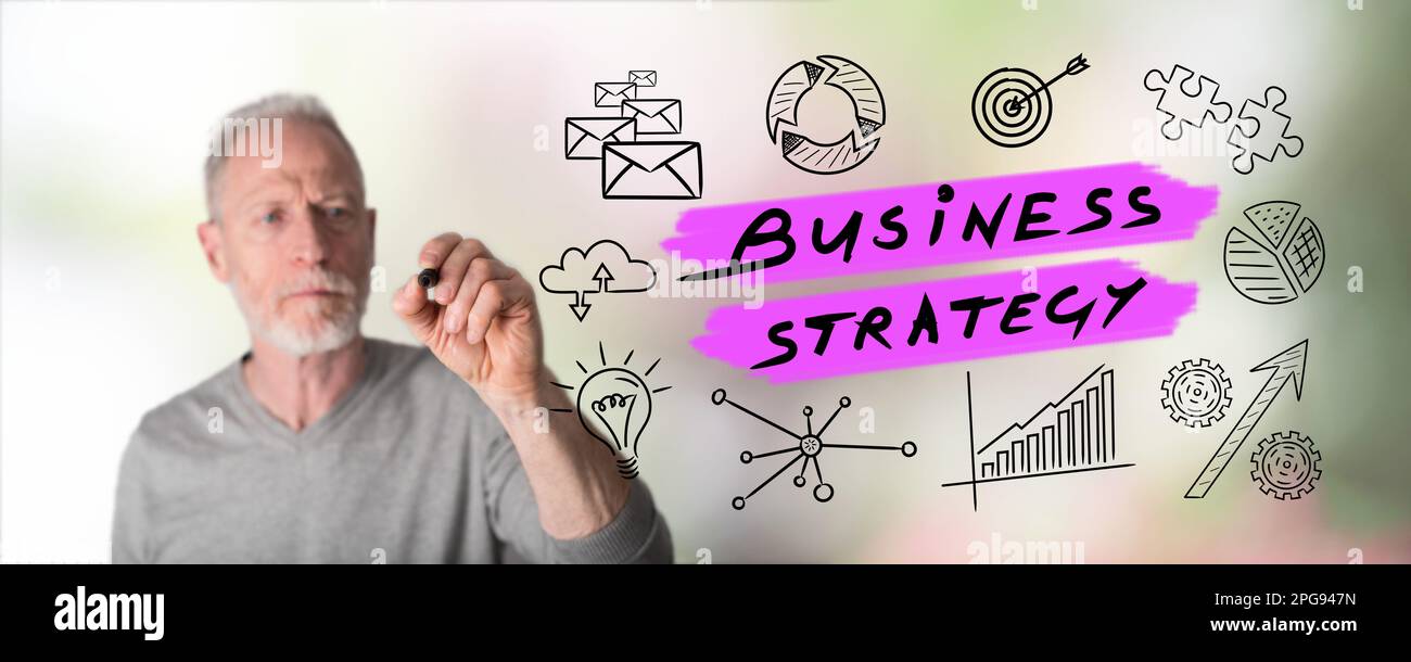 Business strategy concept drawn by a man Stock Photo - Alamy