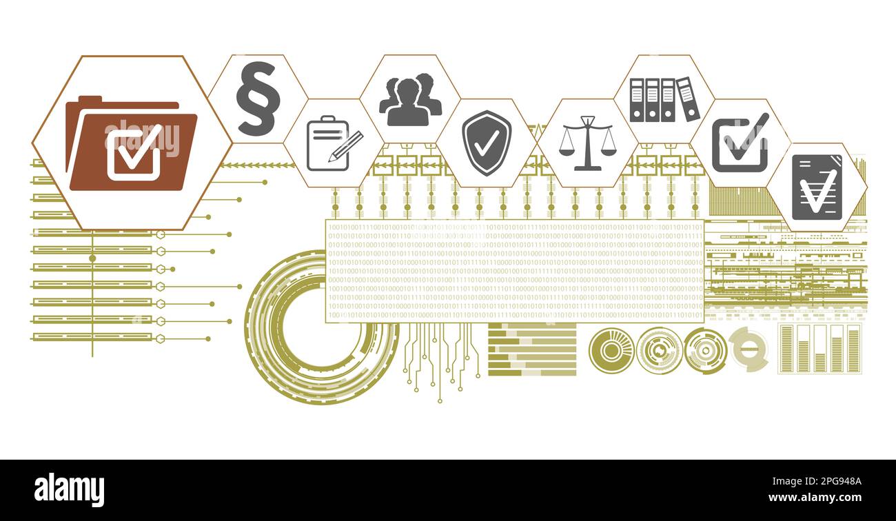 Concept of compliance with connected icons Stock Photo - Alamy