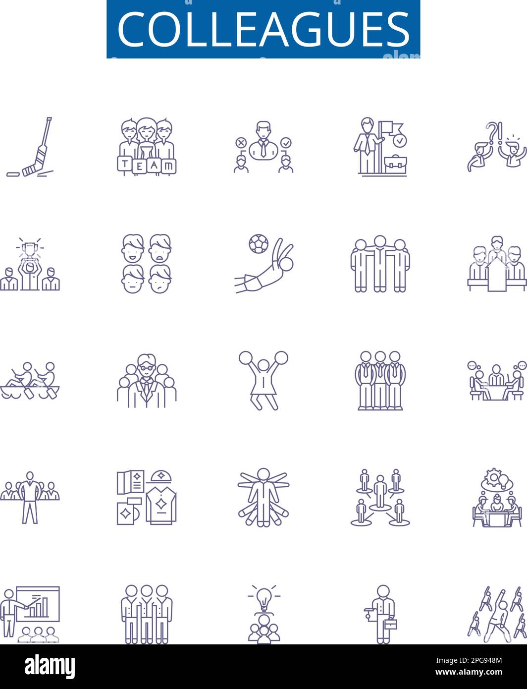 Colleagues line icons signs set. Design collection of Colleagues, Peers ...