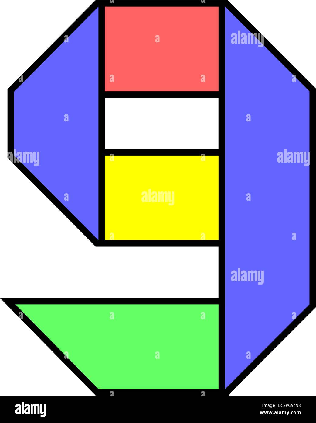 Font alphabet folded from colored paper, number made in multi-colored ...