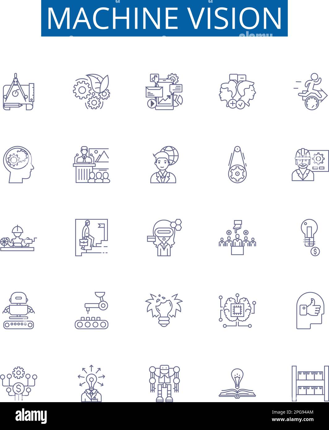 Machine vision line icons signs set. Design collection of Robotics ... Machine vision line icons signs set. Design collection of Robotics ...