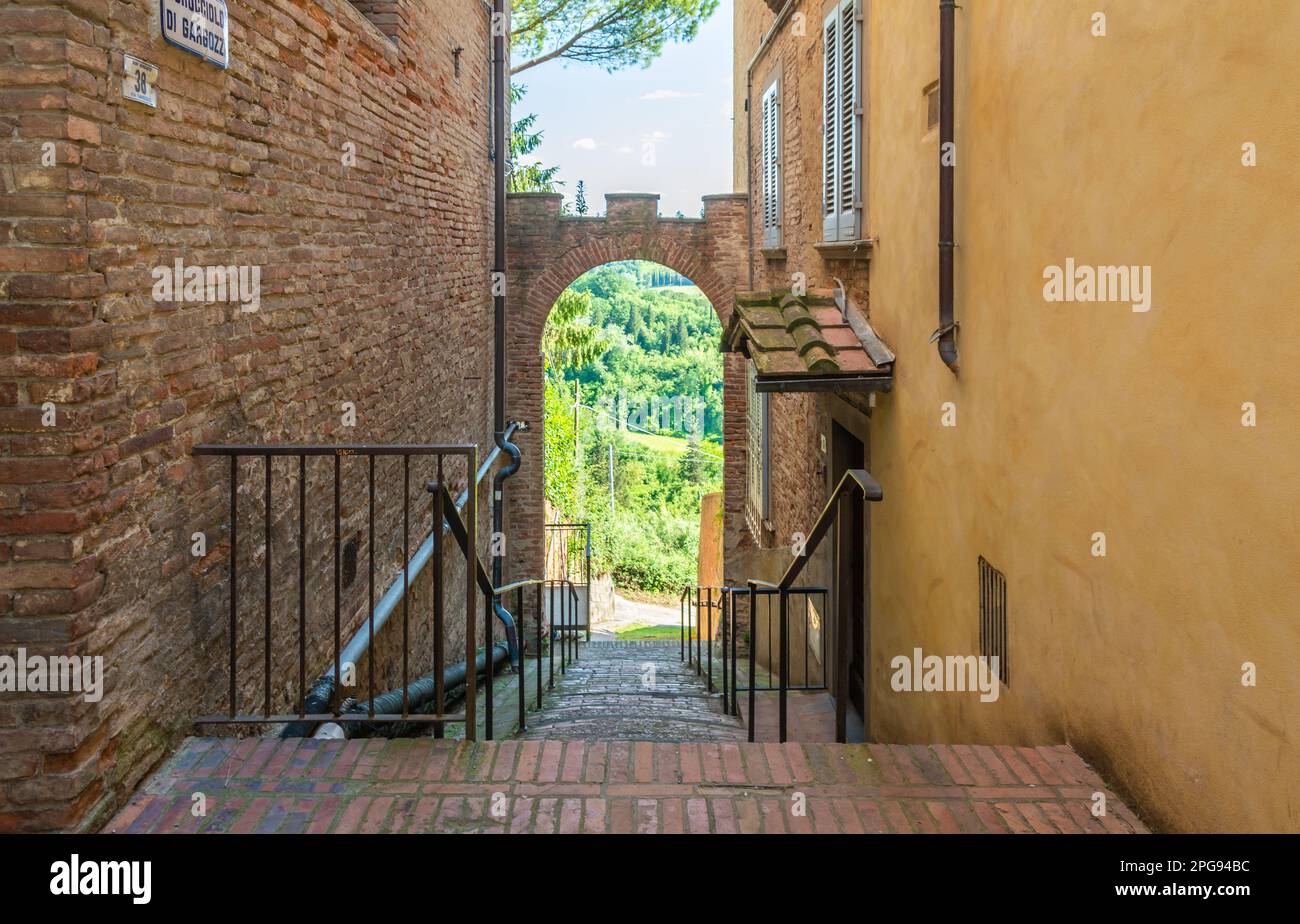 San Miniato, Tuscany region. narrow alley in the historic center of the ...