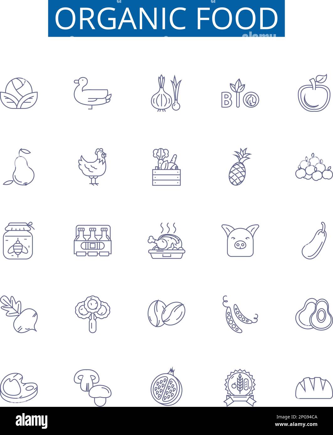Organic food line icons signs set. Design collection of Organic, Food ...