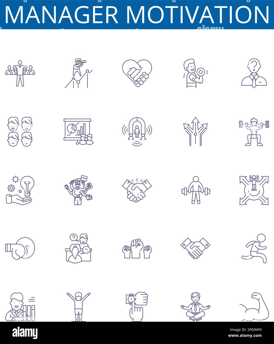 Manager motivation line icons signs set. Design collection of ...