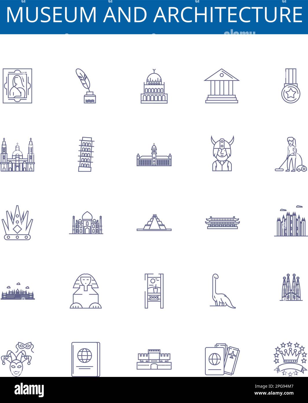 Museum And Architecture Line Icons Signs Set Design Collection Of Museum Architecture
