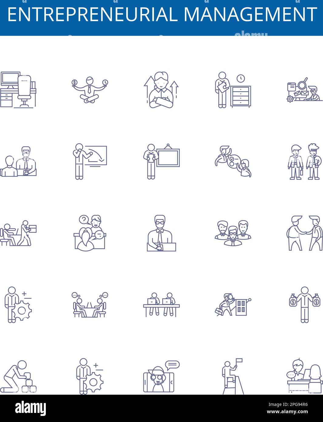 Entrepreneurial management line icons signs set. Design collection of ...