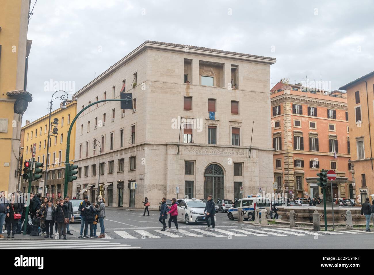 Rome, Italy - December 8, 2022: Palazzo INA a Piazza della Valle ...