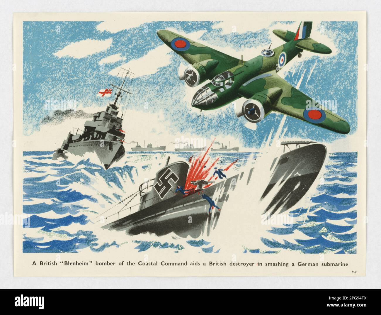 British destroyer smashing german submarine hi-res stock photography ...