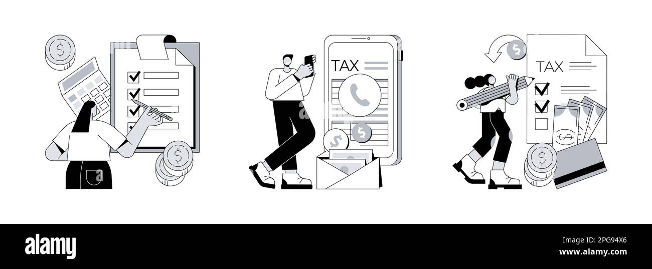 Tax return deadline abstract concept vector illustration set. Paper or ... Tax return deadline abstract concept vector illustration set. Paper or ...