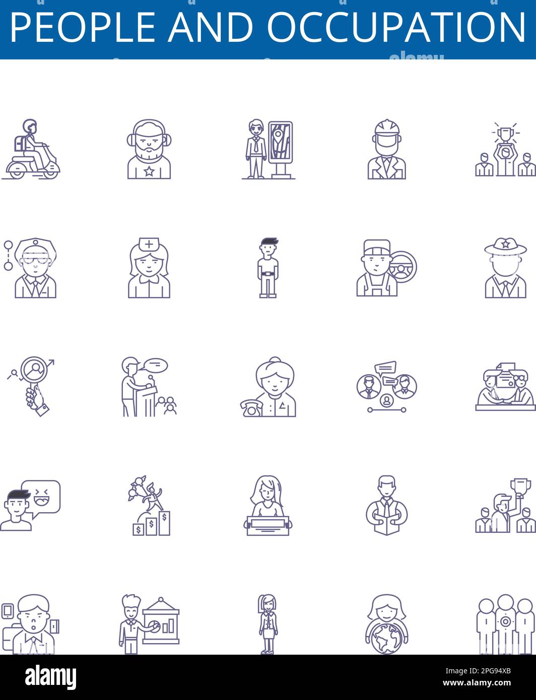 People and occupation line icons signs set. Design collection of People ...