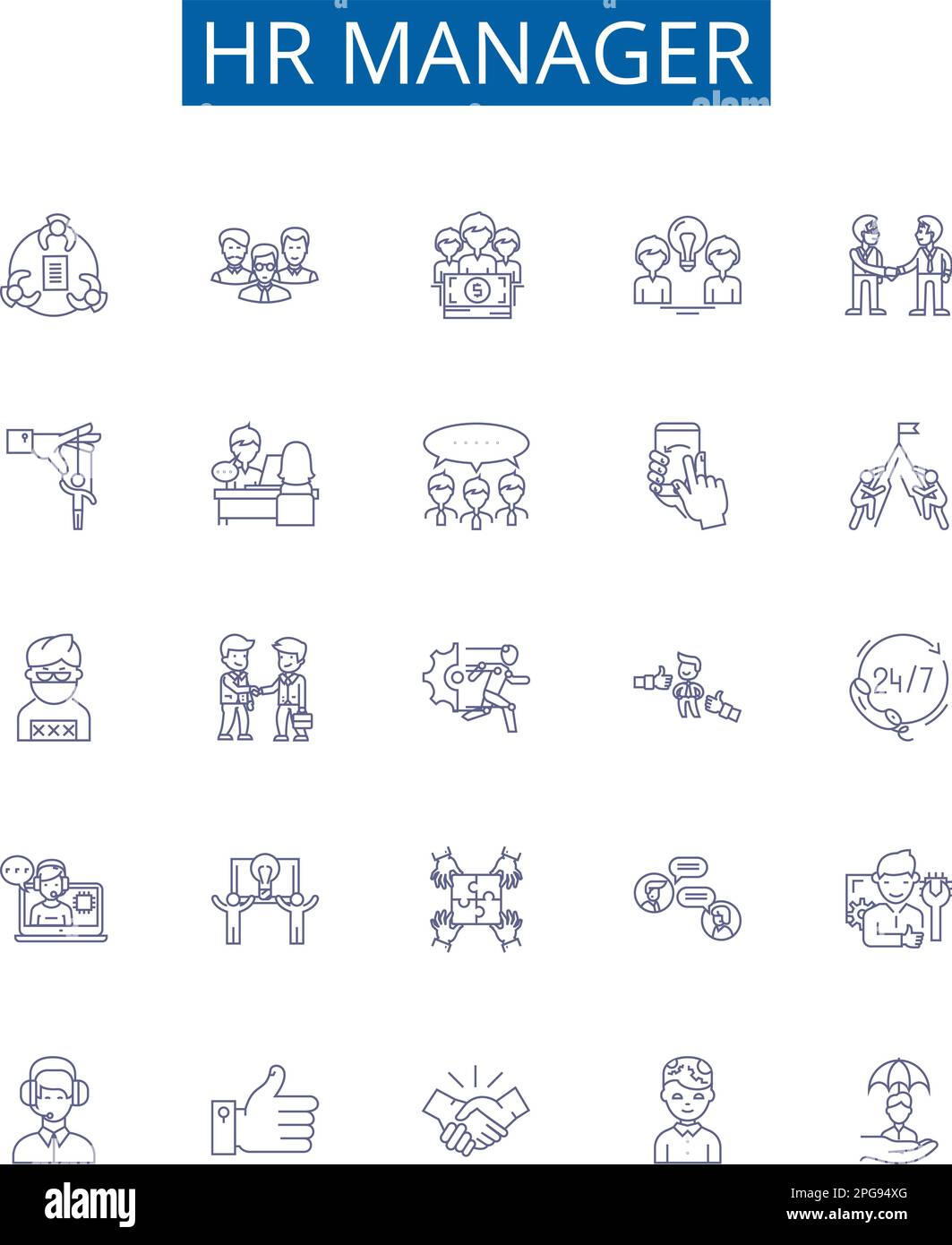 Hr manager line icons signs set. Design collection of HR, Manager ... Hr manager line icons signs set. Design collection of HR, Manager ...