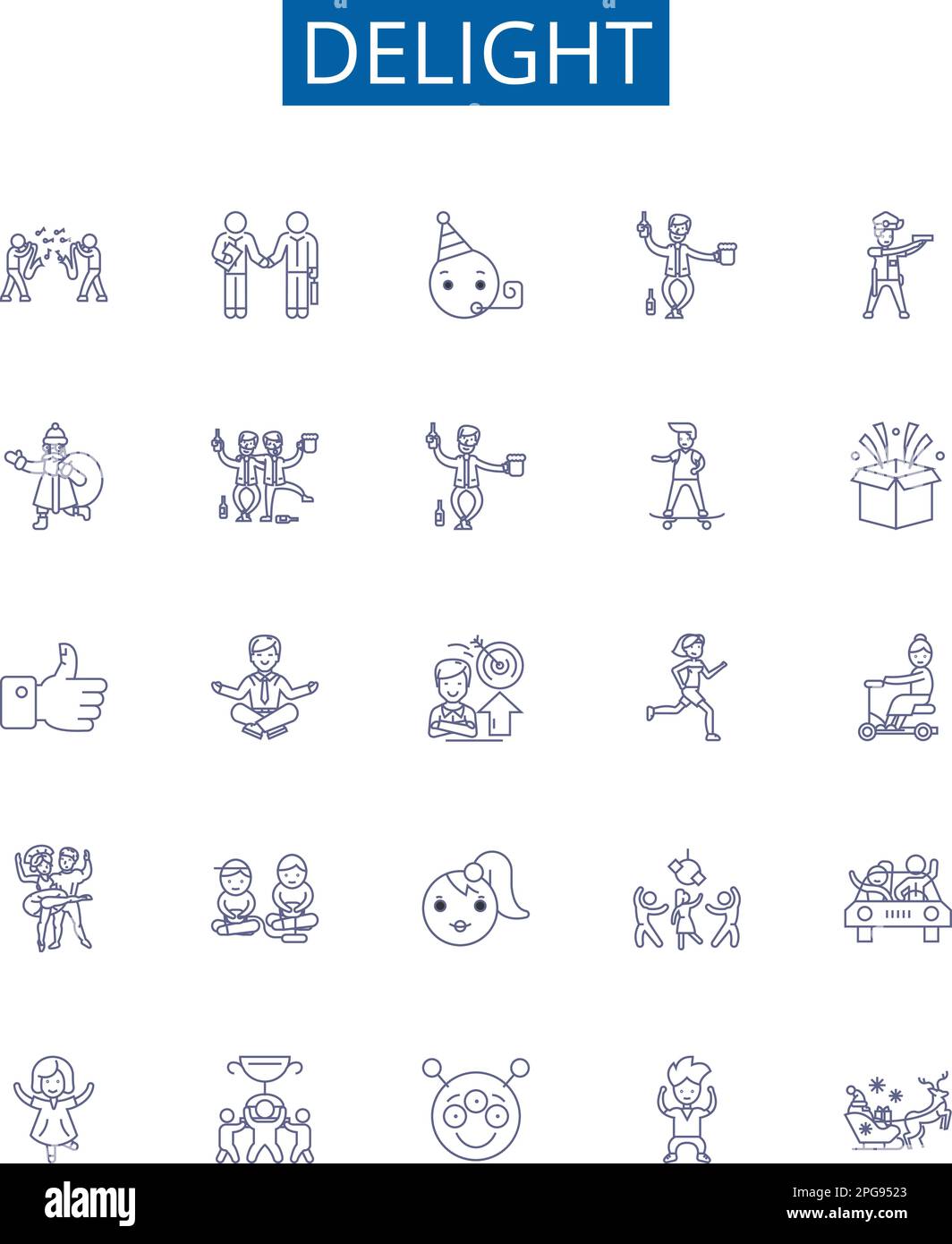 Delight line icons signs set. Design collection of Joy, Appeal, Gratify ...