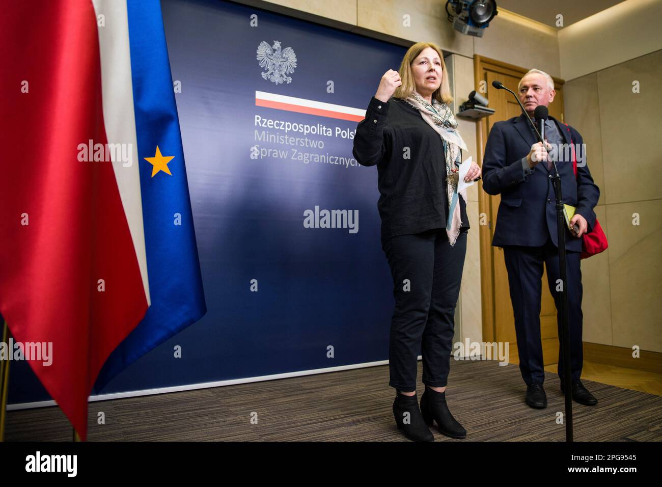 Natalia Pinchuk, wife of sentenced Ales Bialiatski speaks during the ...