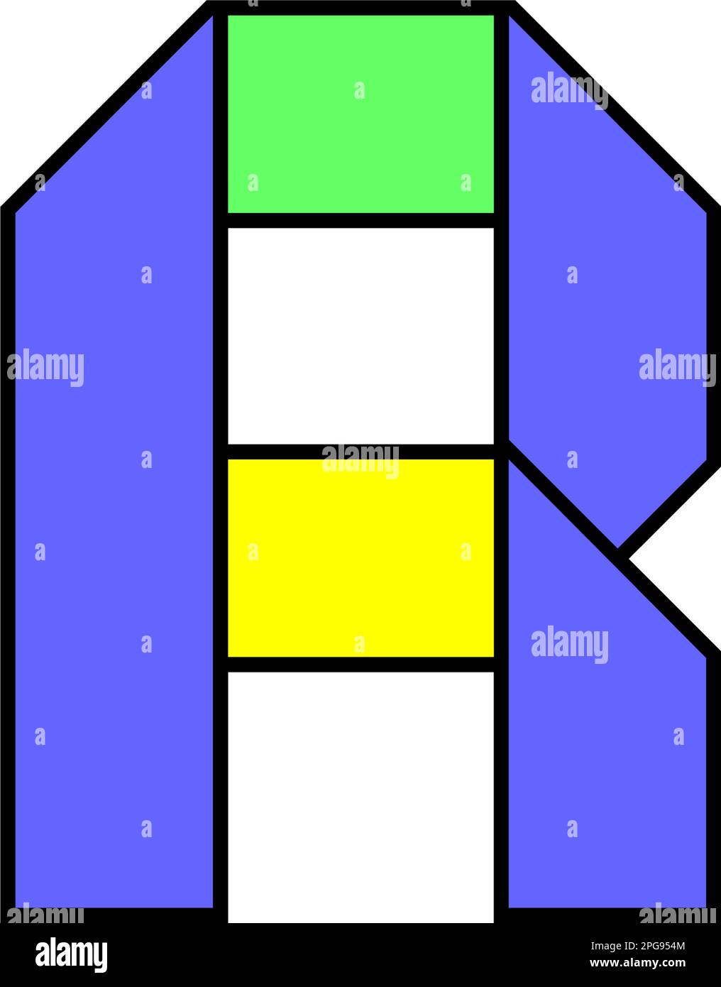 Font alphabet folded from colored paper, letter made in multi-colored ...