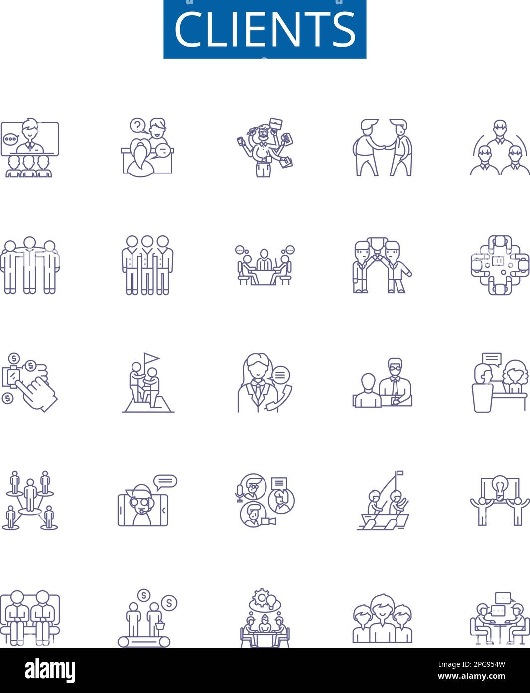 Clients line icons signs set. Design collection of Customers, Patrons ... Clients line icons signs set. Design collection of Customers, Patrons ...