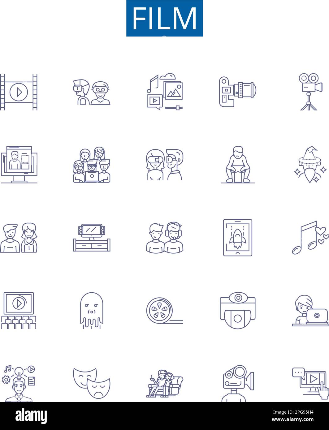 Film line icons signs set. Design collection of Movie, Cinema ...