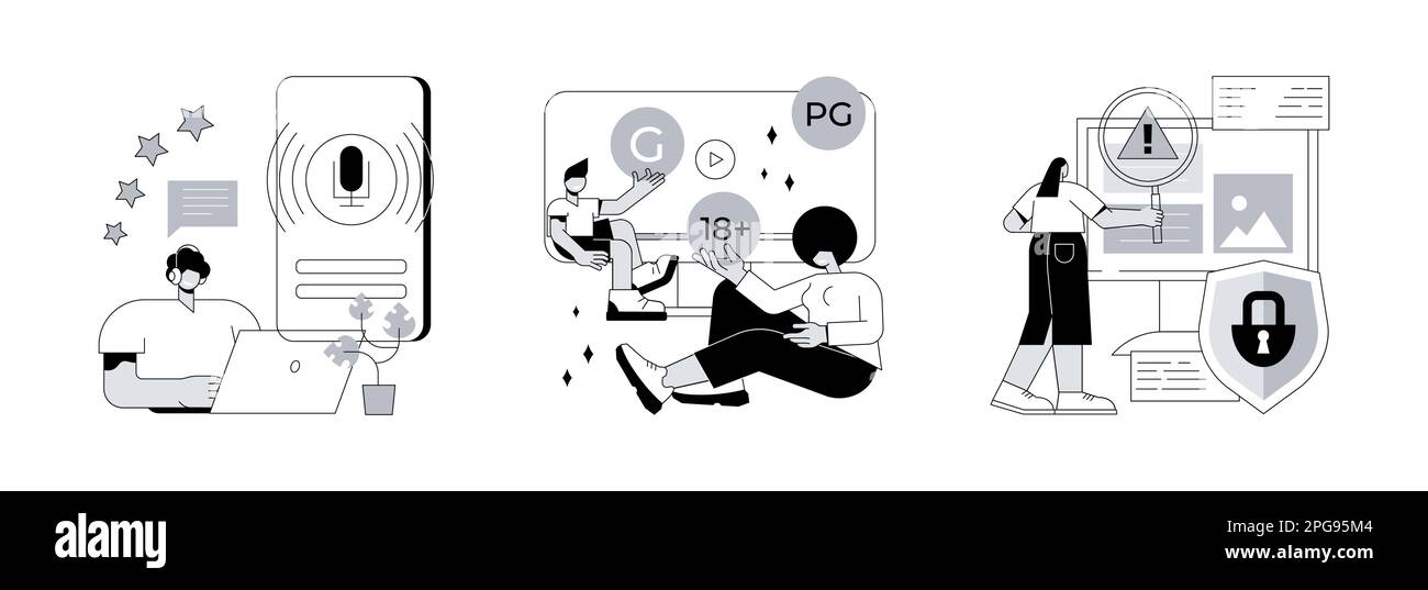 Engaging marketing abstract concept vector illustration set. Podcast ...