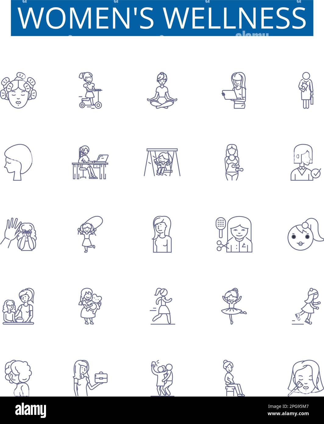 Women's wellness line icons signs set. Design collection of Female ...