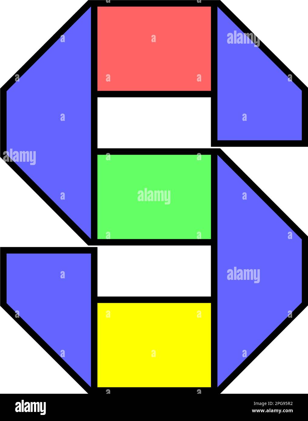 Font alphabet folded from colored paper, letter made in multi-colored ...