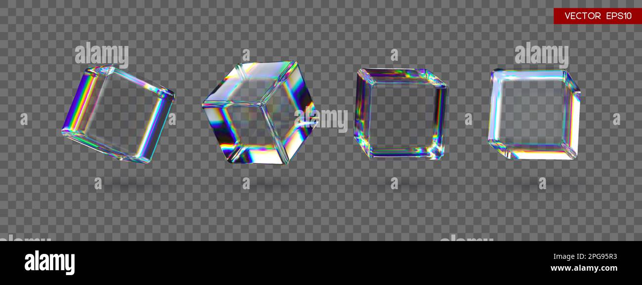Set of 3d transparent cubes with dispersion Stock Vector Image & Art ...