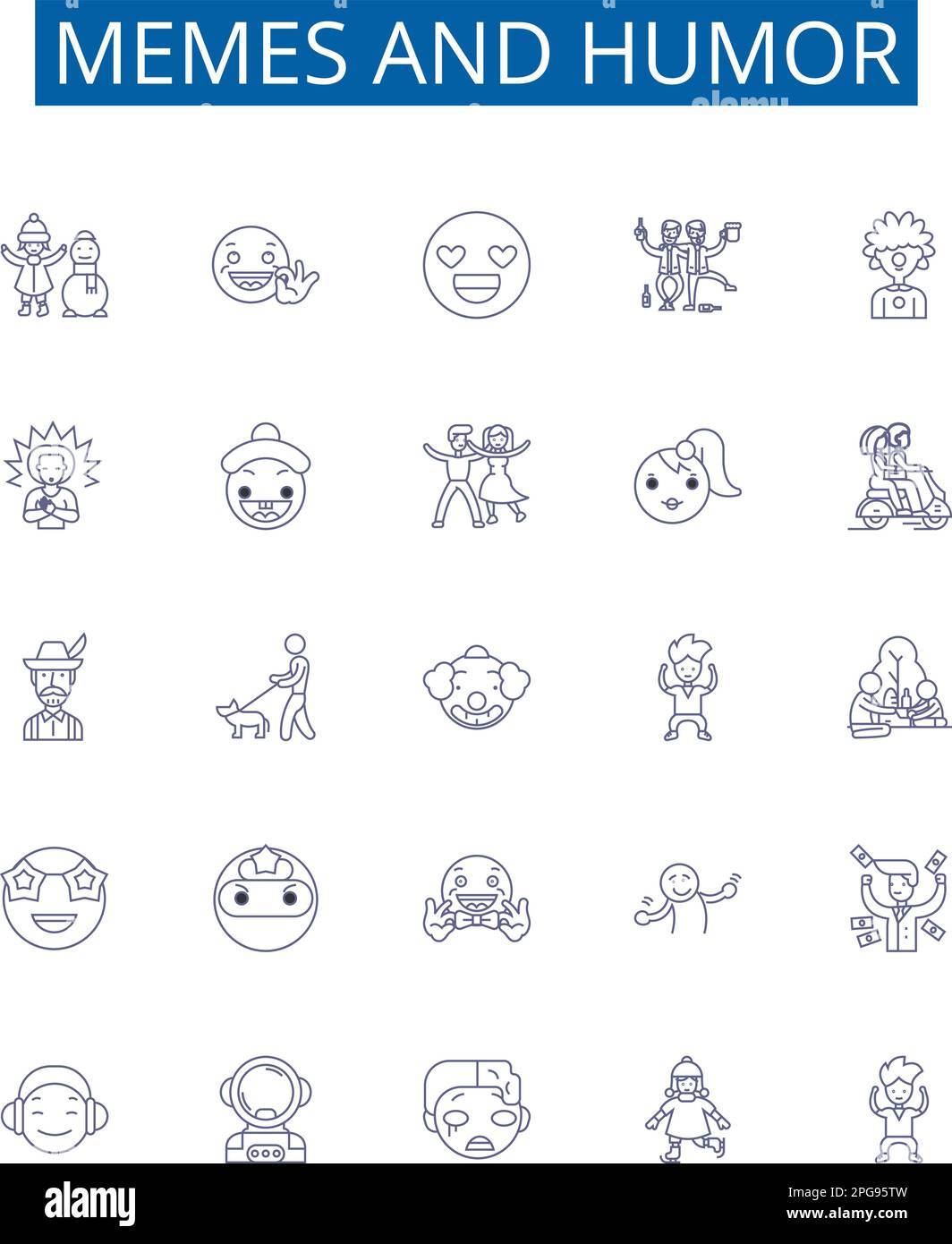 Memes and humor line icons signs set. Design collection of Memes, Humor ...