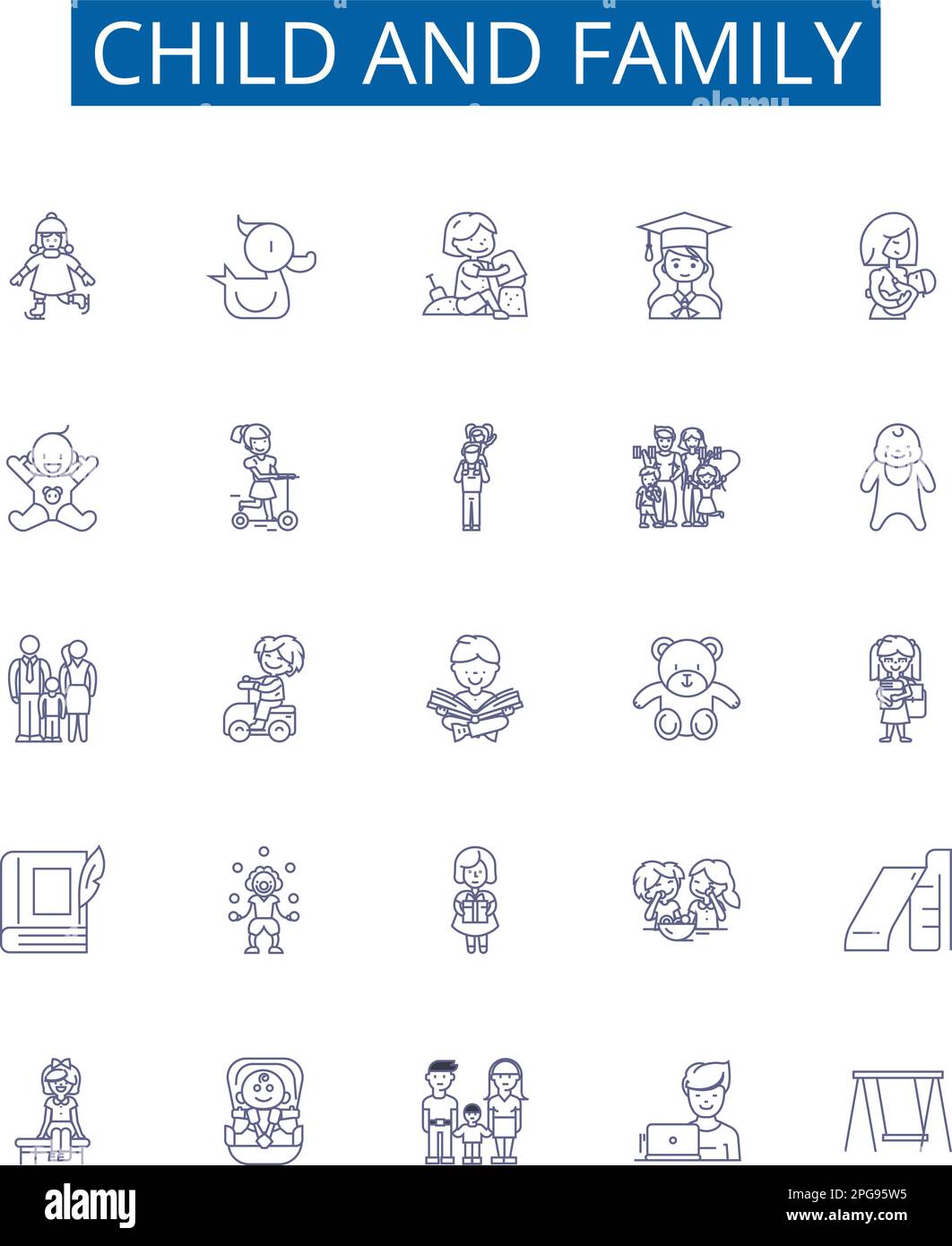 Child and family line icons signs set. Design collection of Child, Family, childhood, parenting ...