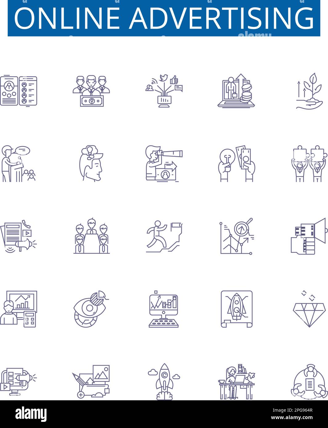 Online advertising line icons signs set. Design collection of Digital, Ads, Internet, Promotions ...