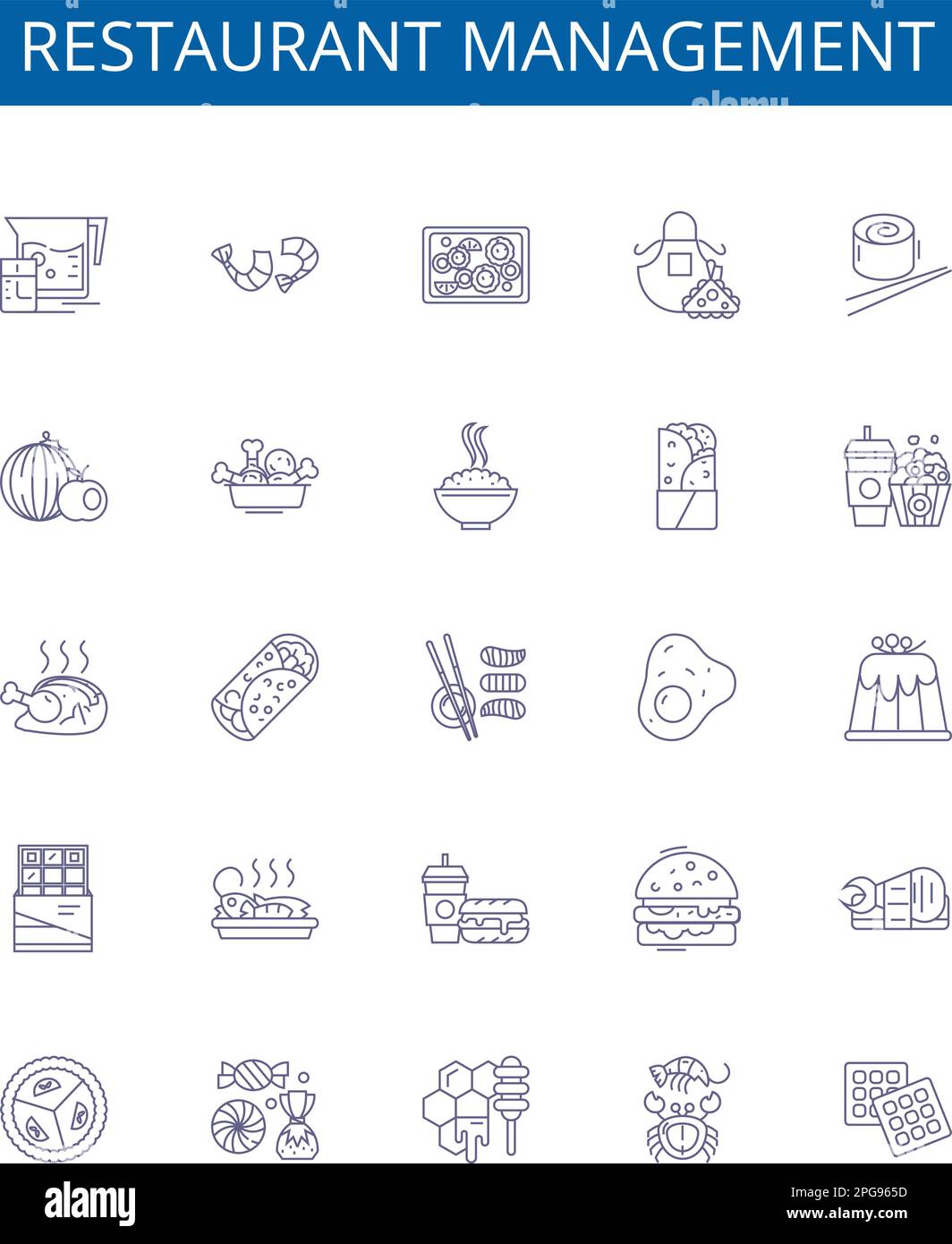 Restaurant management line icons signs set. Design collection of Dining ...