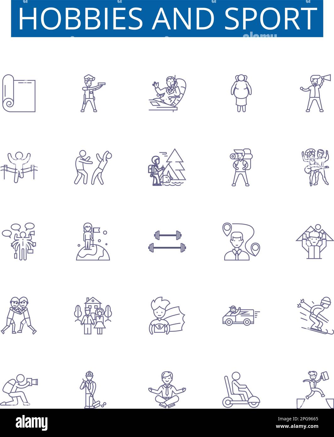 Hobbies and sport line icons signs set. Design collection of sport ...