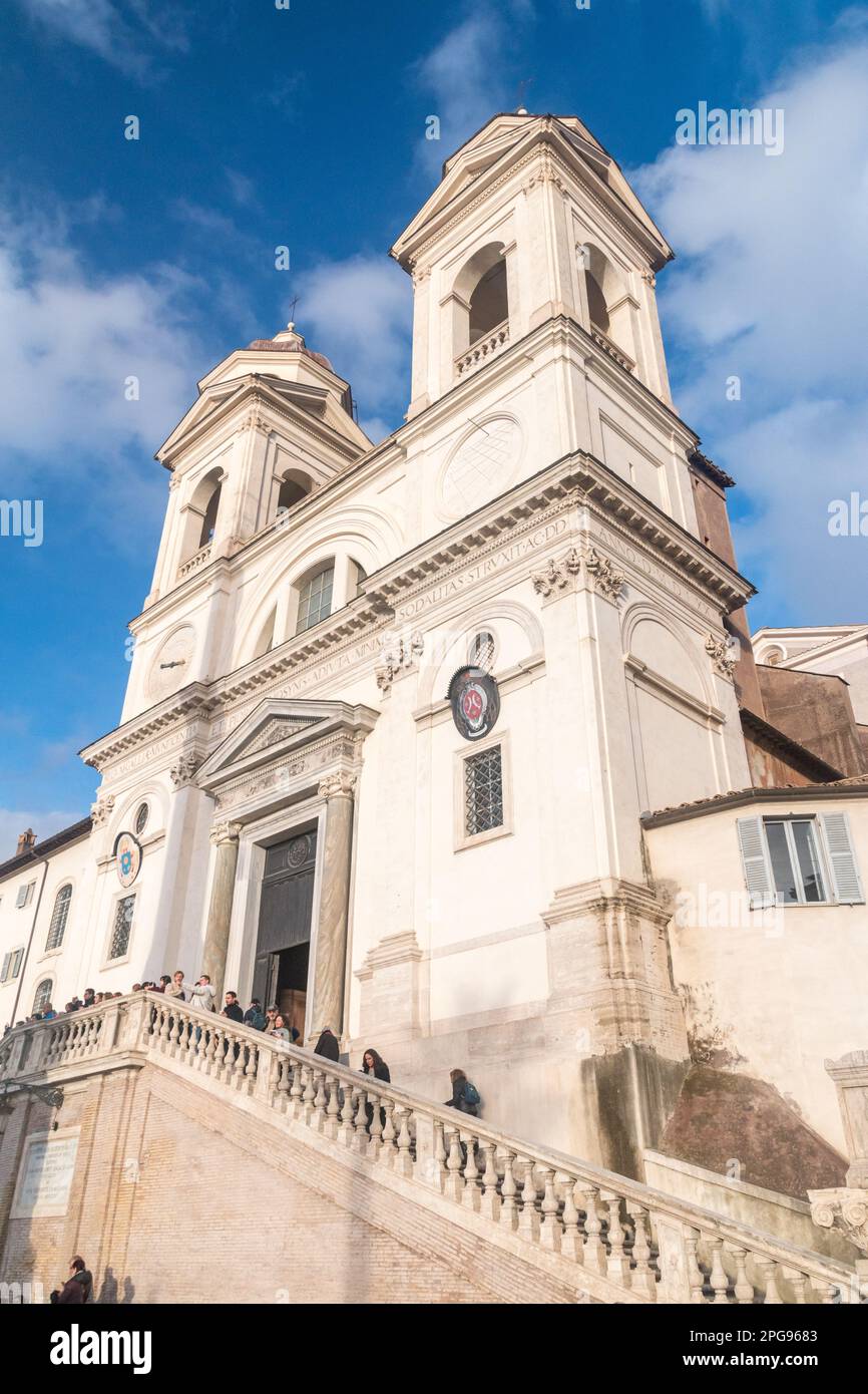 Rome, Italy - December 8, 2022: Facade of church of the Most Holy ...