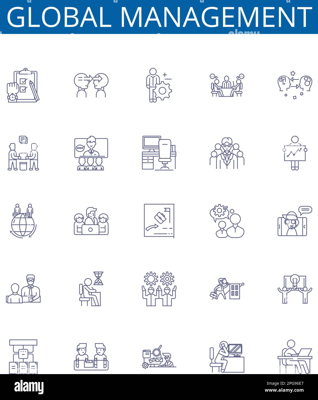Global management line icons signs set. Design collection of Global, Management, International ...