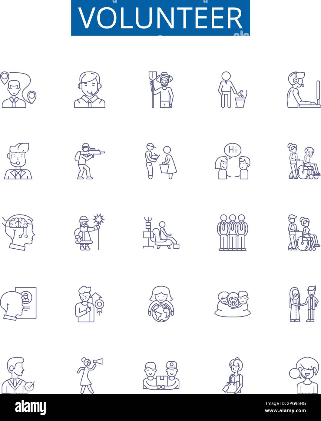 Volunteer line icons signs set. Design collection of Donate, Help ...