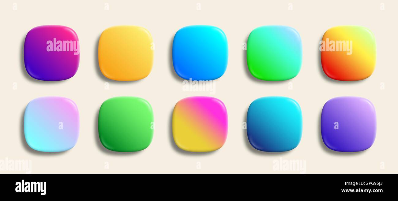 Superellipse glossy app icons vector backgrounds collection. 3D ...