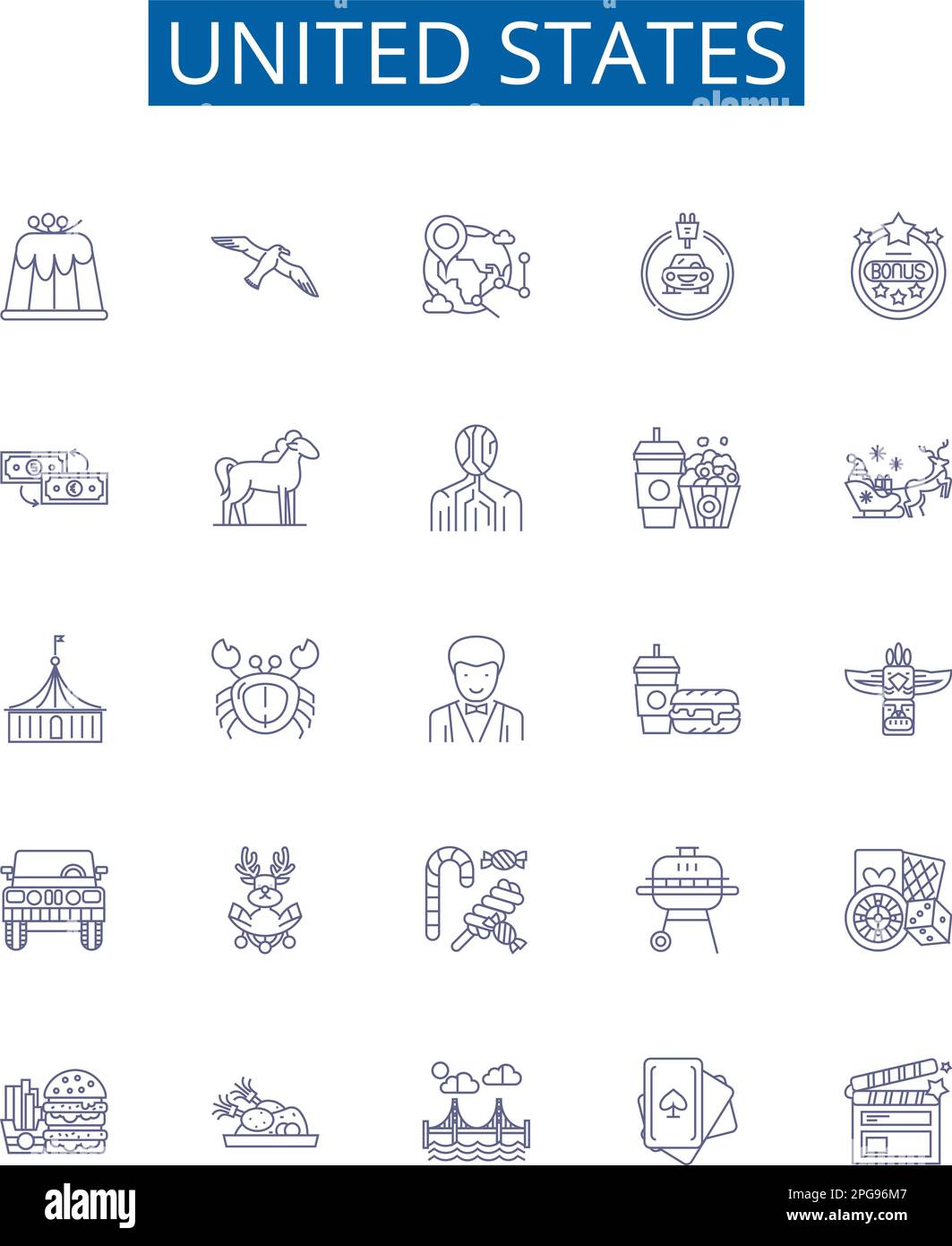 United states line icons signs set. Design collection of America, US ...